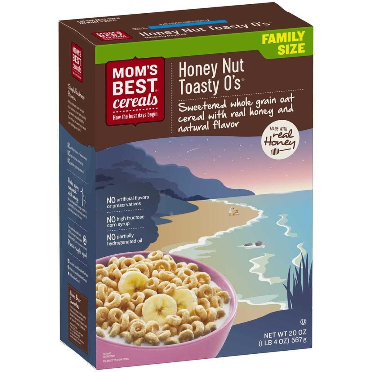 Mom's Best Honey Nut Toasty O's Cereal, Whole Grain Oats, Kosher, 20 Oz ...