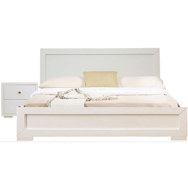 Moma White Wood Platform Twin Size Bed with Nightstand - Walmart.com