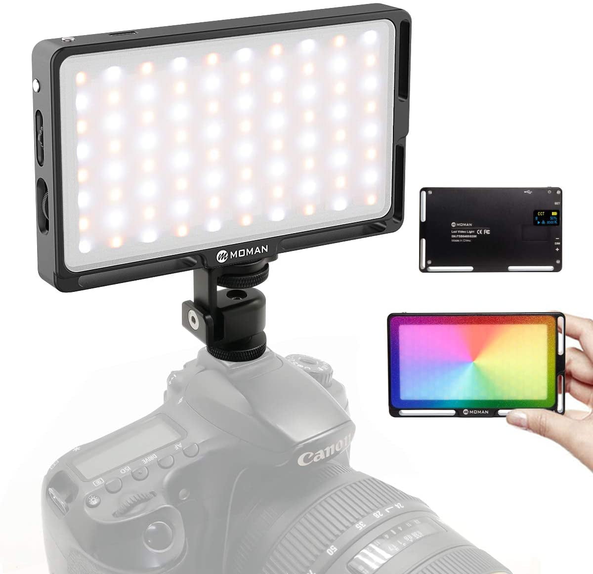 Moman RGB LED Video Light, Rechargeable, 2500K-8500K, Adjustable ...