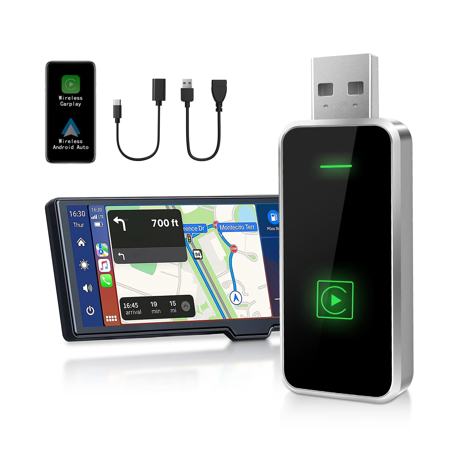 Moman Wireless CarPlay Adapter, Plug & Play Car Play Converter for iOS ...