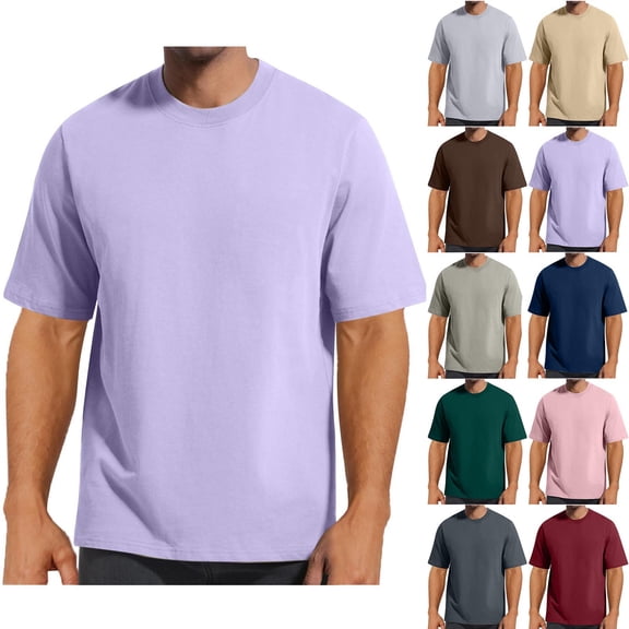 CONZONE Mens T Shirt Loose Fit Short Sleeve Crew Neck Solid Color ...
