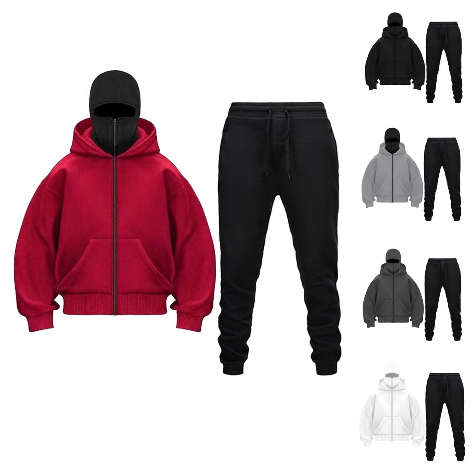 Momasggi Men's 2 Pieces Tracksuits Sweat Suits Sets Balaclava Hoodie ...