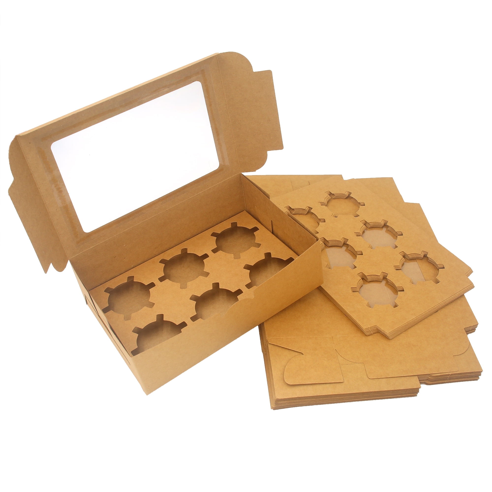 Mombake Kraft Cupcake Boxes Hold 6 Disposable Muffin Containers with ...