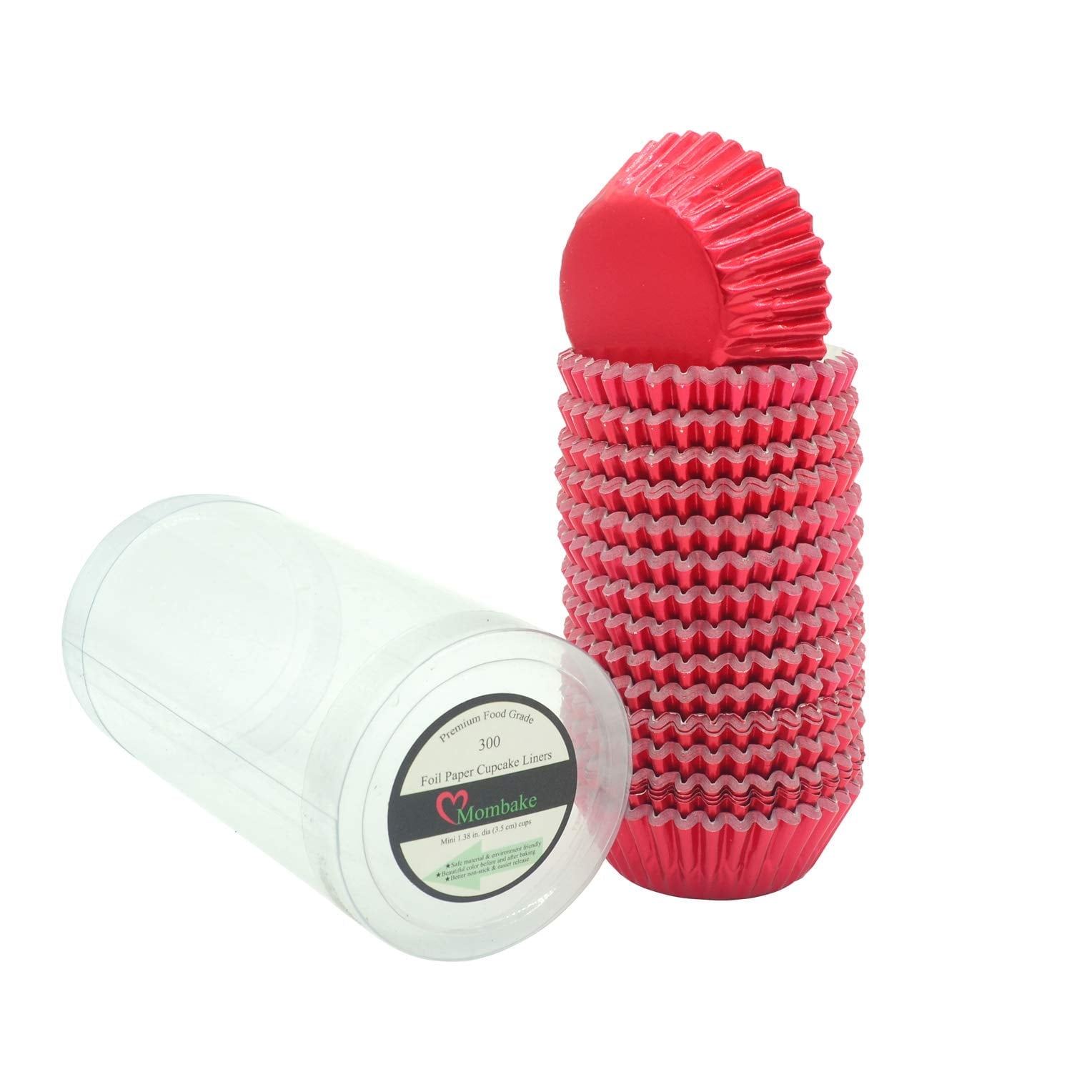 Mombake Mini Foil Red Cupcake Liners Muffin Baking Cups for Party and ...