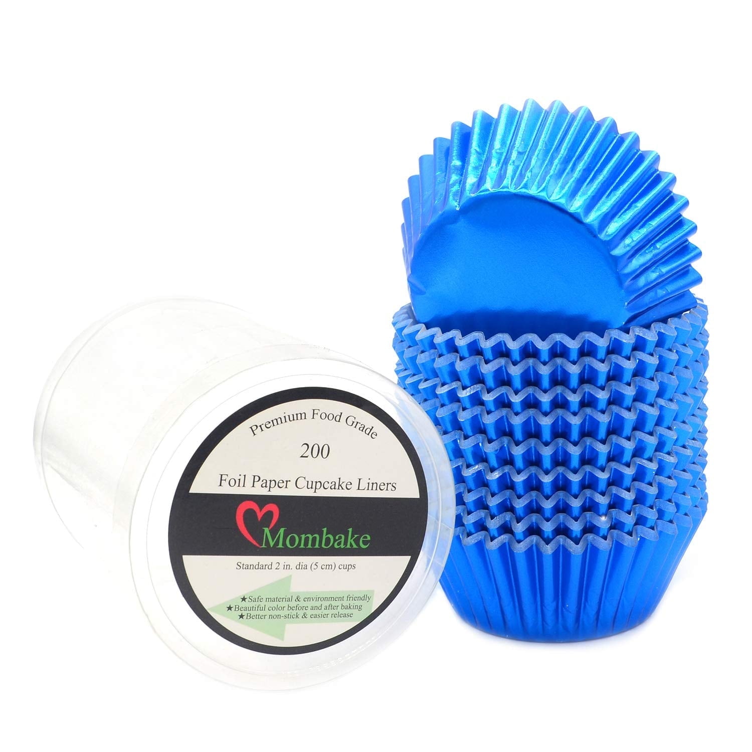 Mombake Standard Foil Blue Cupcake Liners Muffin Baking Cups for Party ...