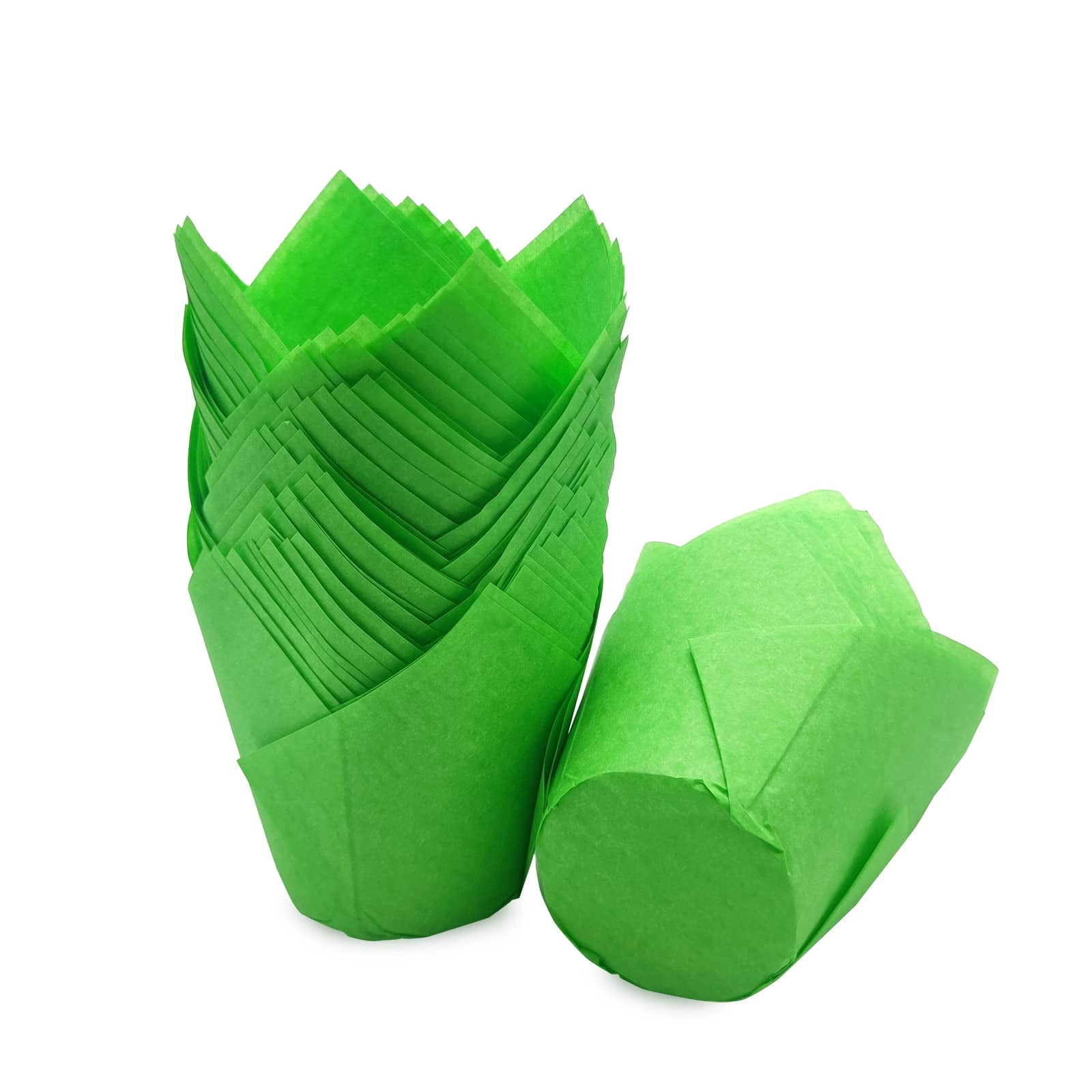Mombake Tulip Cupcake Liners Green Standard, Unbleached Premium ...