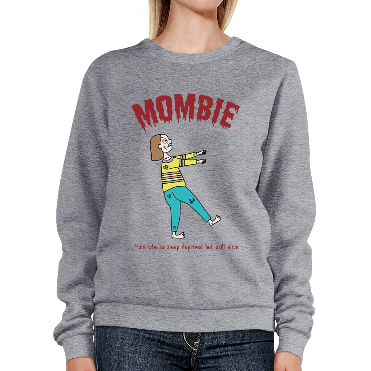 Mombie Sleep Deprived Shirt New Mom Funny Graphic Sweatshirt Grey ...