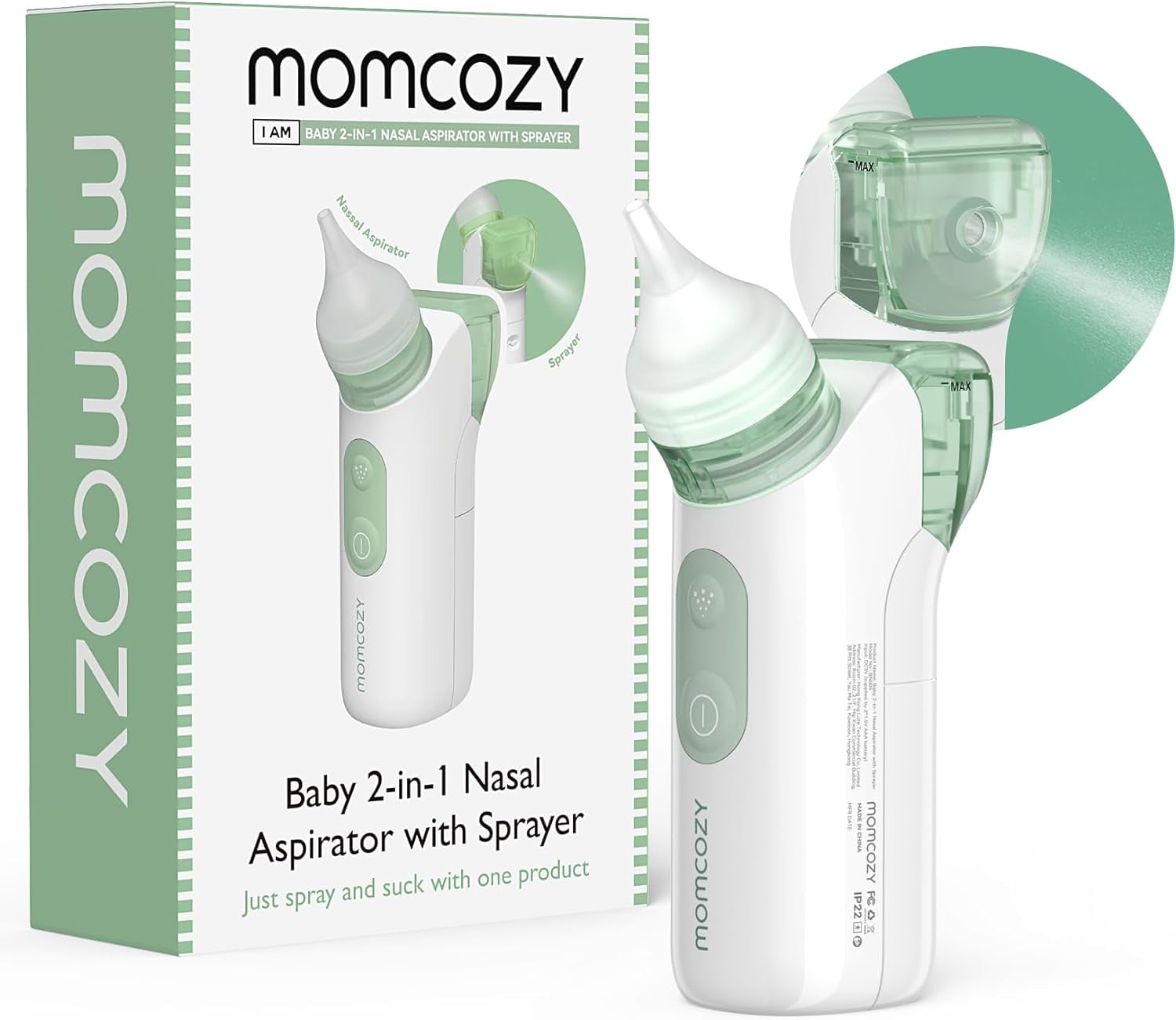 Momcozy 2-in-1 Baby Nasal Aspirator with Nasal Spray, Electric Nasal ...