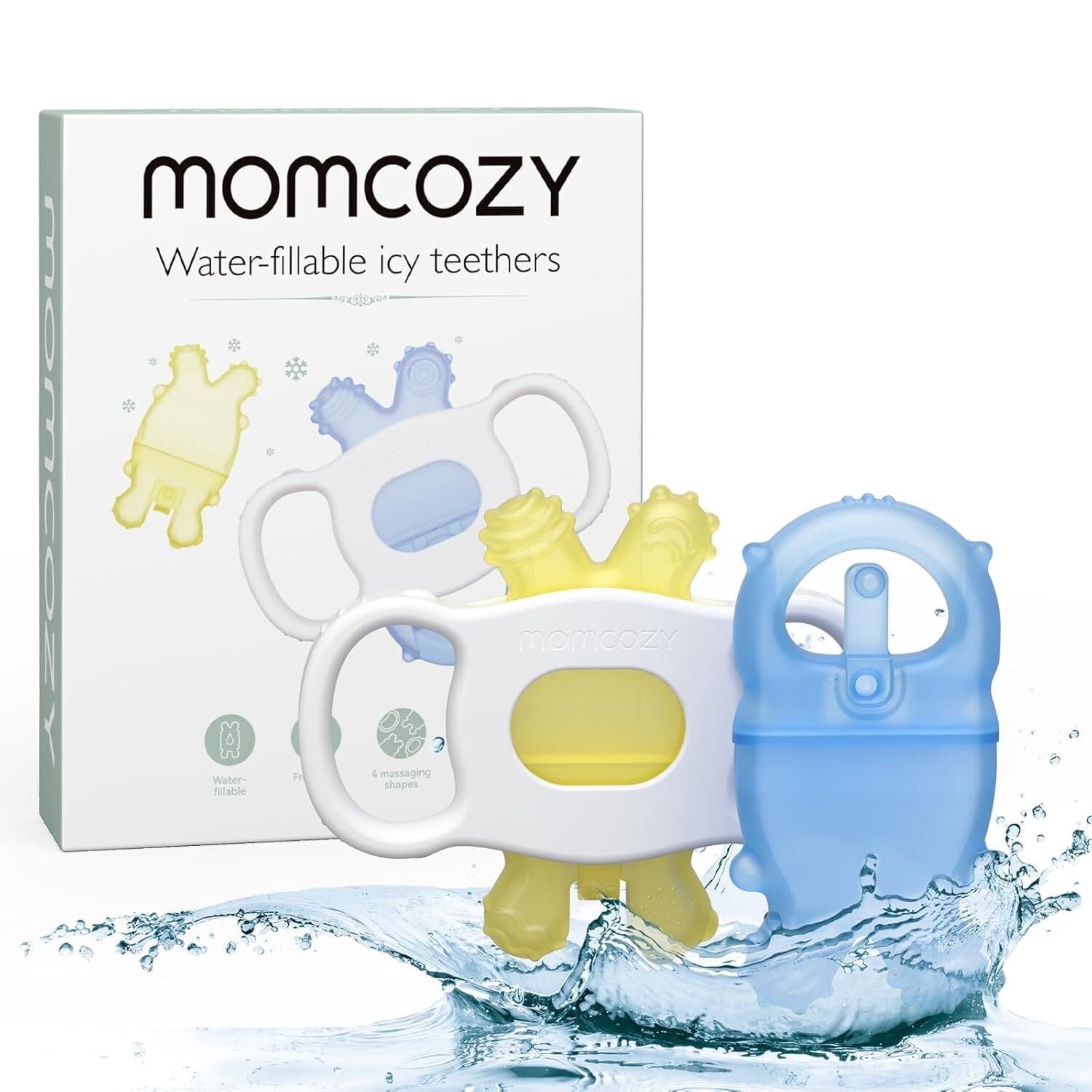 Momcozy Baby Teething Toys, Silicone Chill Teethers, 2 Pcs, Dual-Grip ...