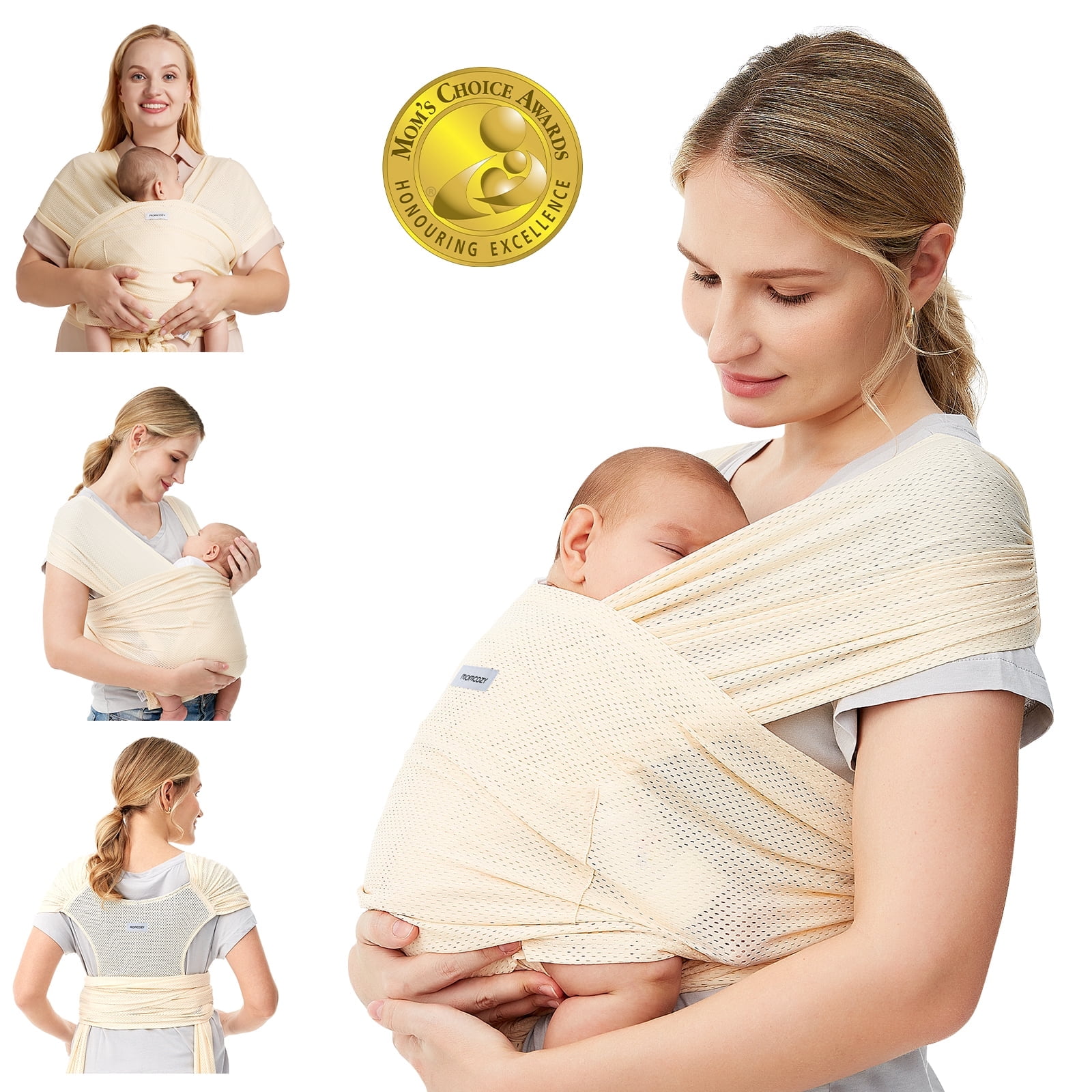 Momcozy Air-Mesh Baby Wrap Carrier, Summer Cooling Fabric, Newborn to ...