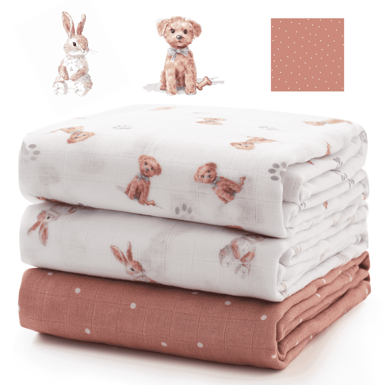 Momcozy Muslin Swaddle Blankets, 3 Pack, Breathable 2-Layer Gauze Large ...