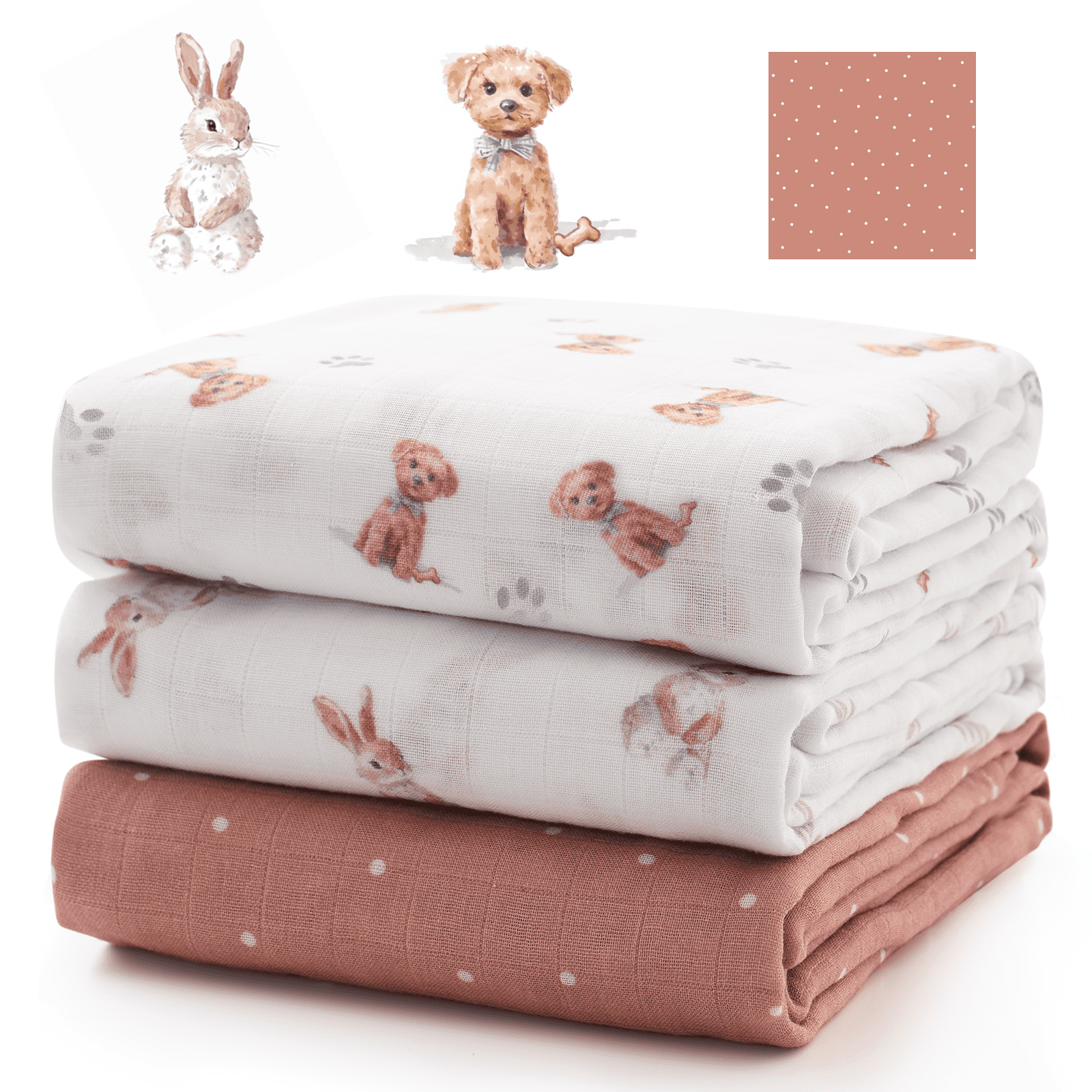 Momcozy Muslin Swaddle Blankets, 3 Pack, Breathable 2-Layer Gauze Large ...