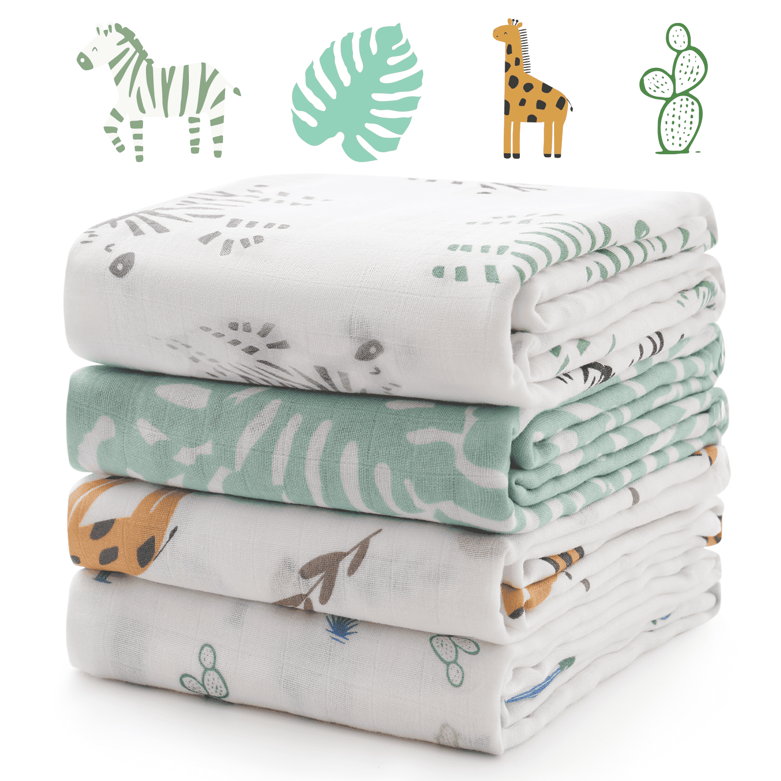 Momcozy Muslin Swaddle Blankets, 4 Pack, Breathable 2-Layer Gauze Large ...