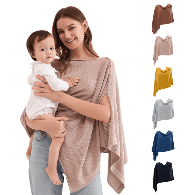 Momcozy Nursing Cover for Breastfeeding, Breathable Soft Privacy Poncho ...
