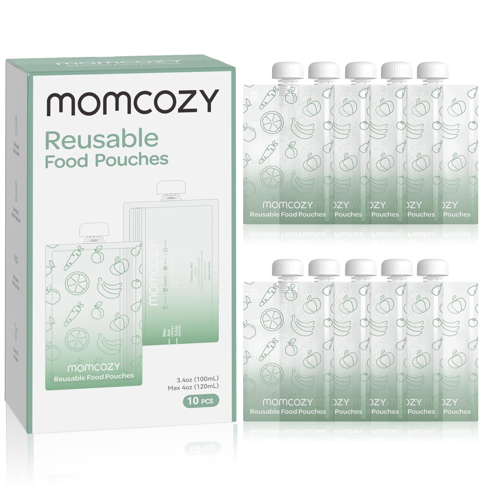 Momcozy Reusable Baby Food Pouches, BPA Free, Freezer Safe, Self ...