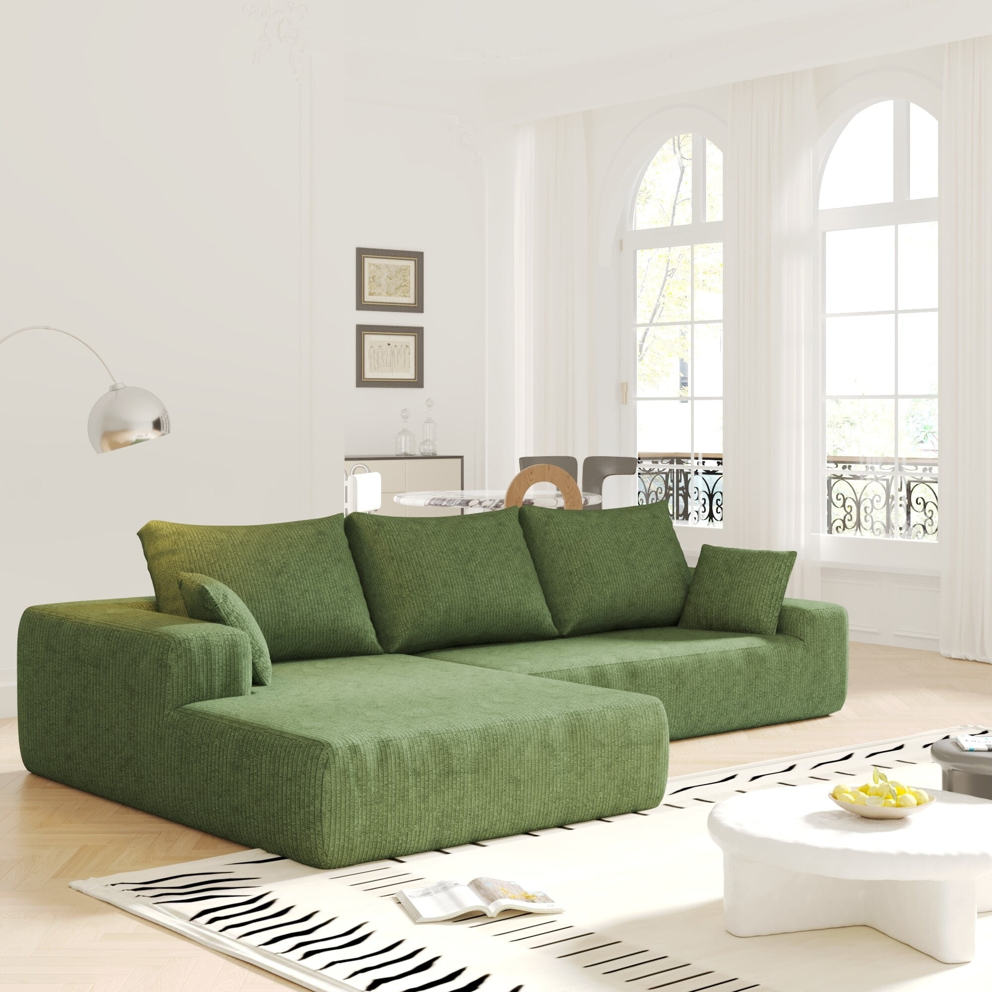 Momei L-shape Upholstered Sofa Multiple Cushions Sectional Couch ...