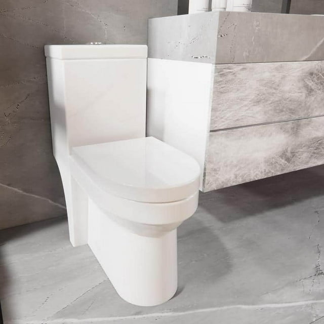Momei One Piece Toilet,Floor-Discharge Dual Flush,Glossy White - 24 ...