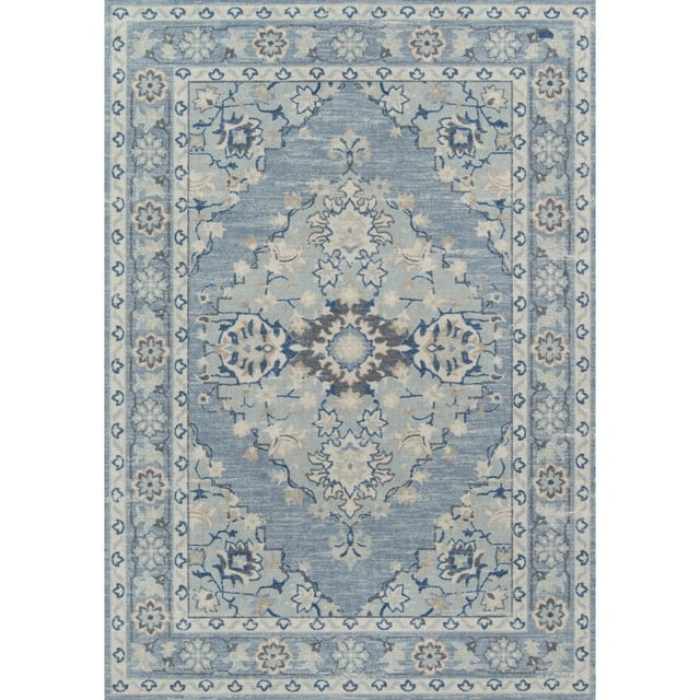 Momeni Anatolia Traditional Wool and Nylon Blue Area Rug 5'3" X 7'6 ...