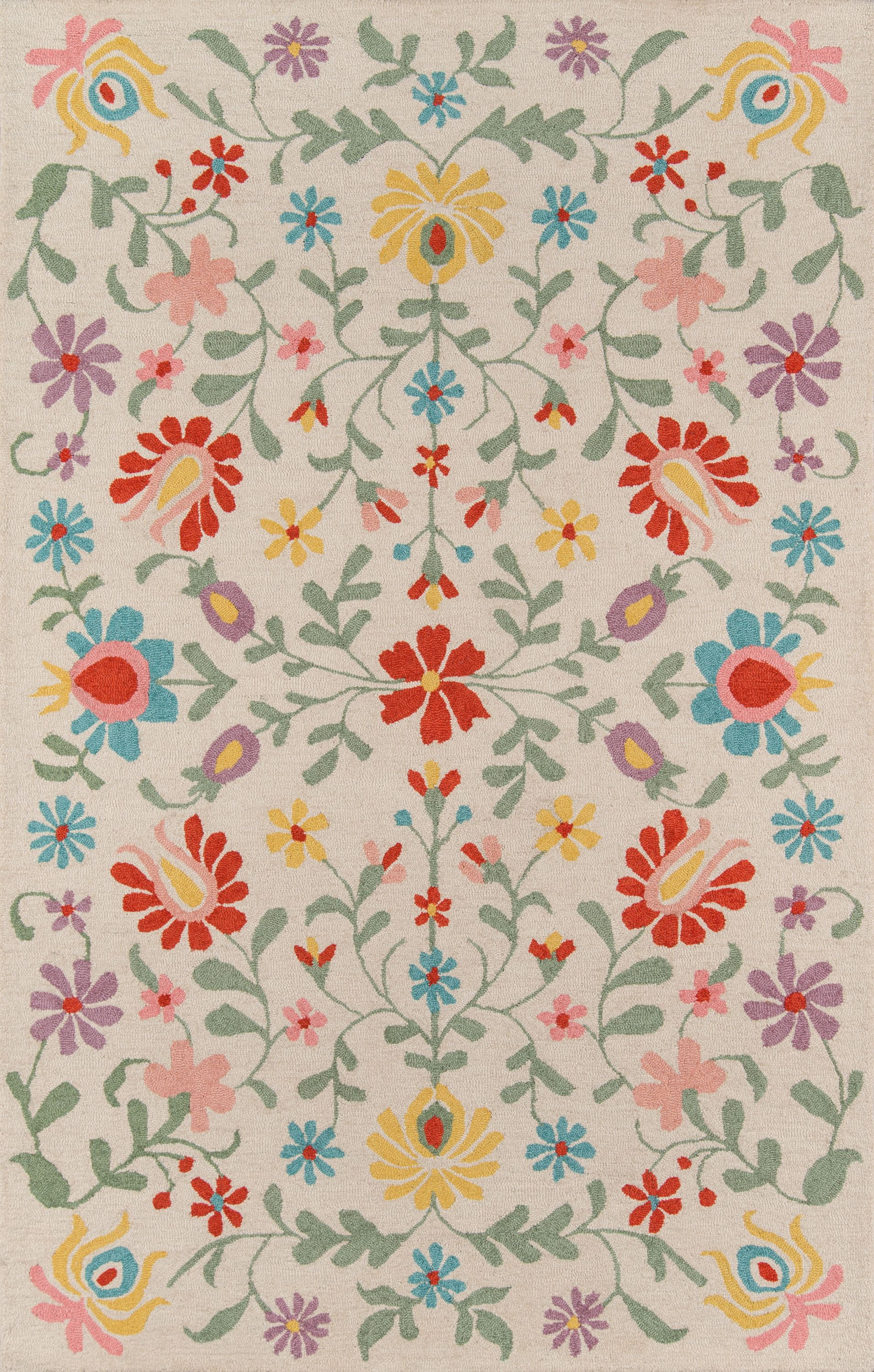 Momeni Newport Floral Farmhouse Area Rugs, Beige - Walmart.com