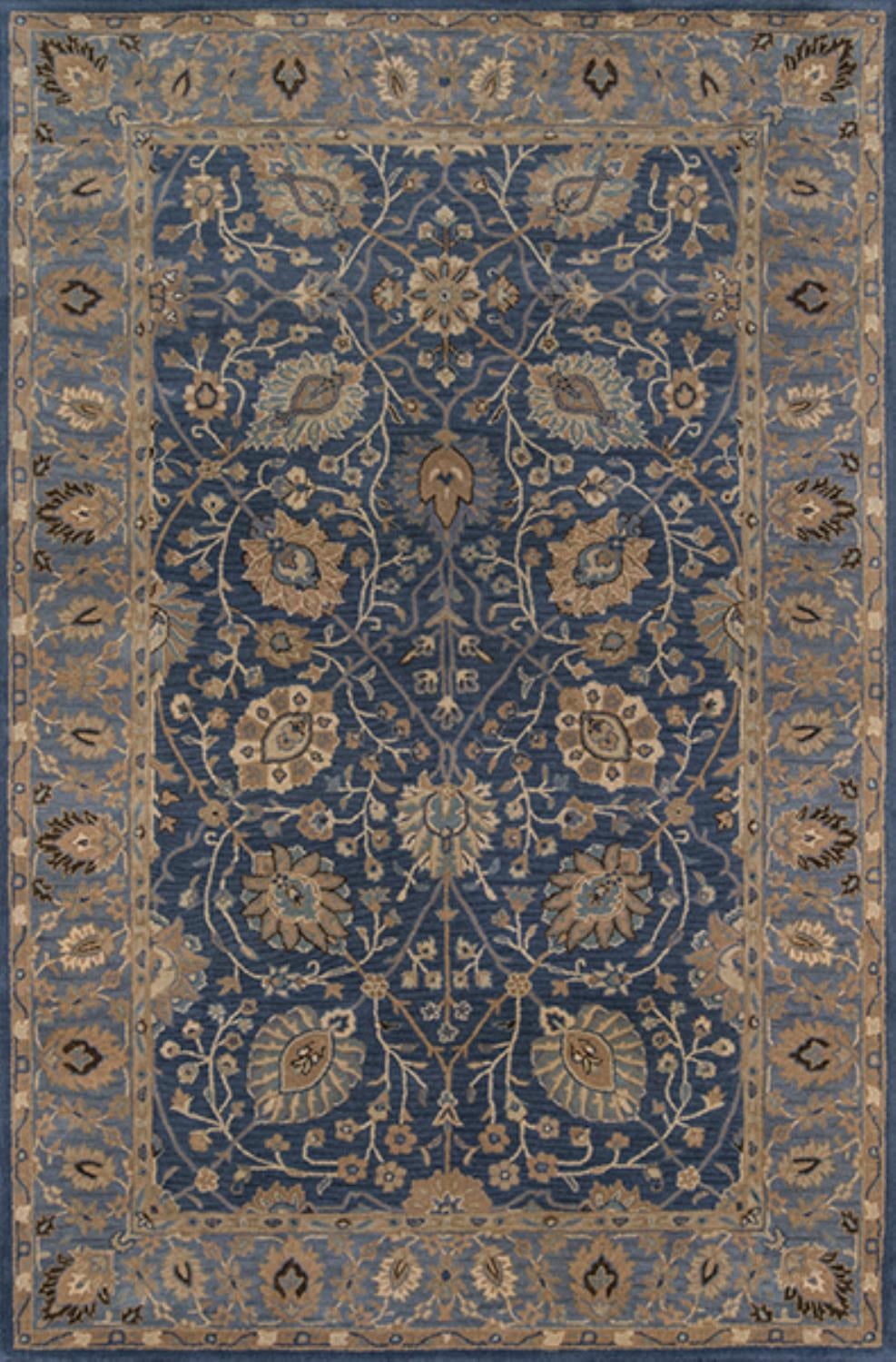 Momeni Oriental Flowers Traditional Area Rugs,Gray/Blue/White,114