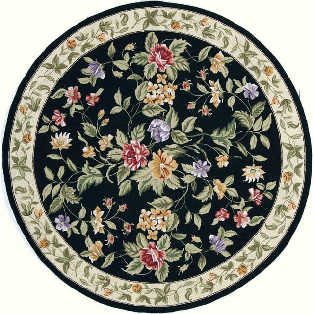 Momeni Spencer Hand Hooked Wool Black Area Rug 7' X 7' Round - Walmart.com