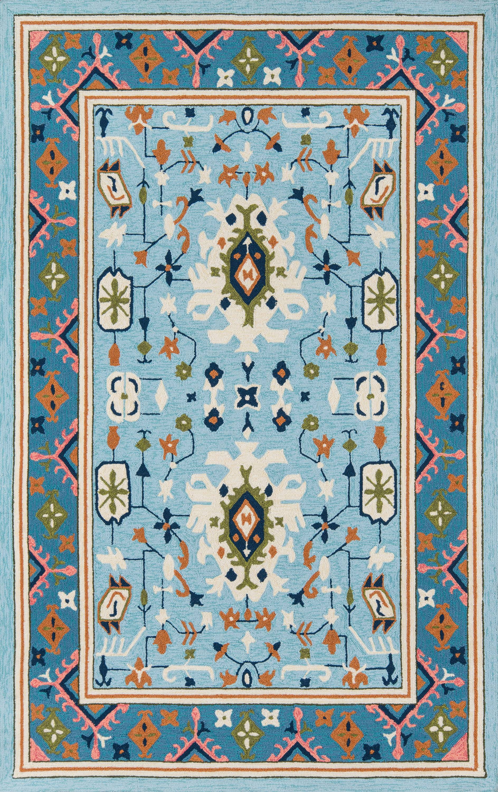 Momeni Traditional Veranda 9' X 9' Round Area Rugs With Blue VERANVR ...