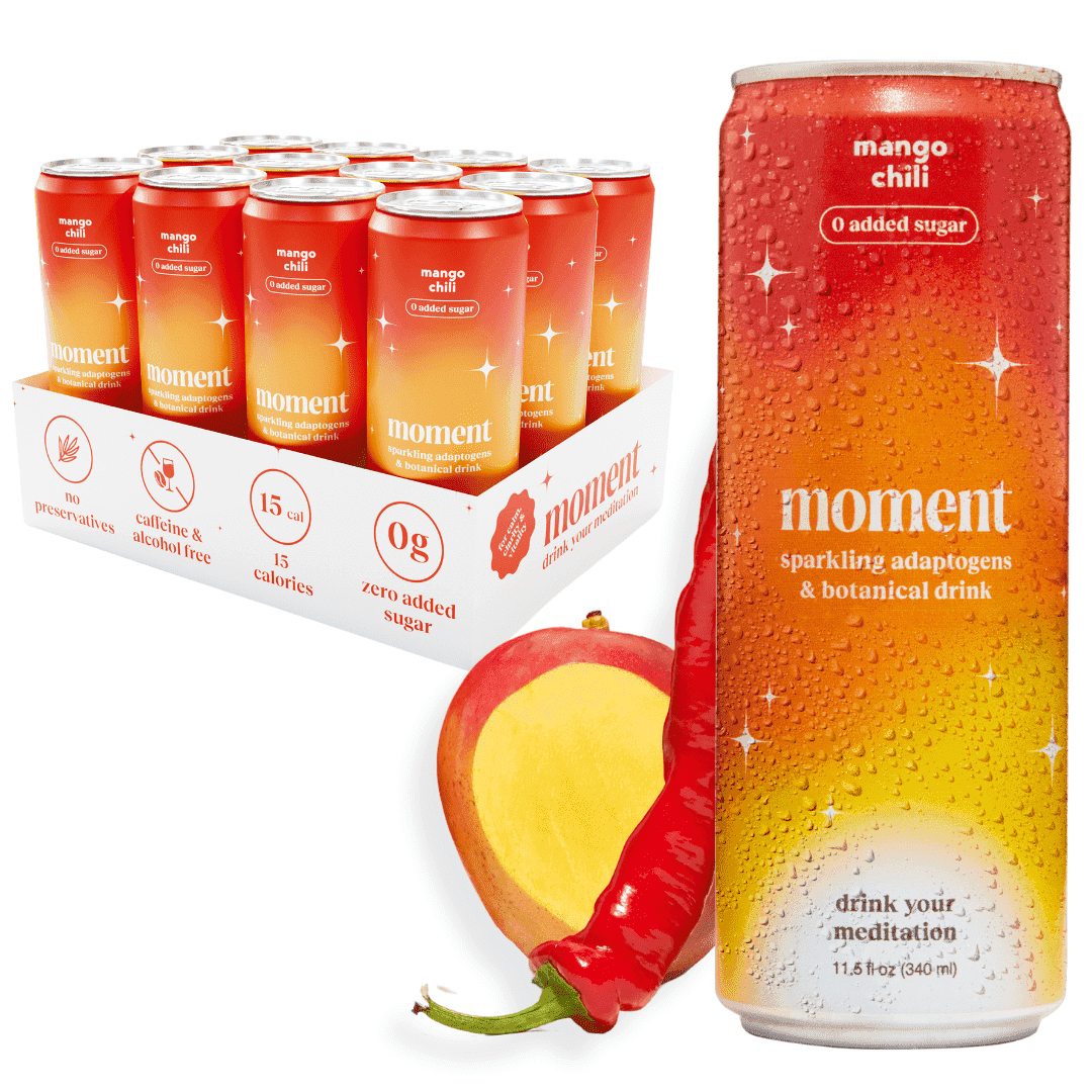 Moment Adaptogen Drink Mango Chili Sparkling Soda, 11.5 Oz, 12 Pack Cans - Walmart.com