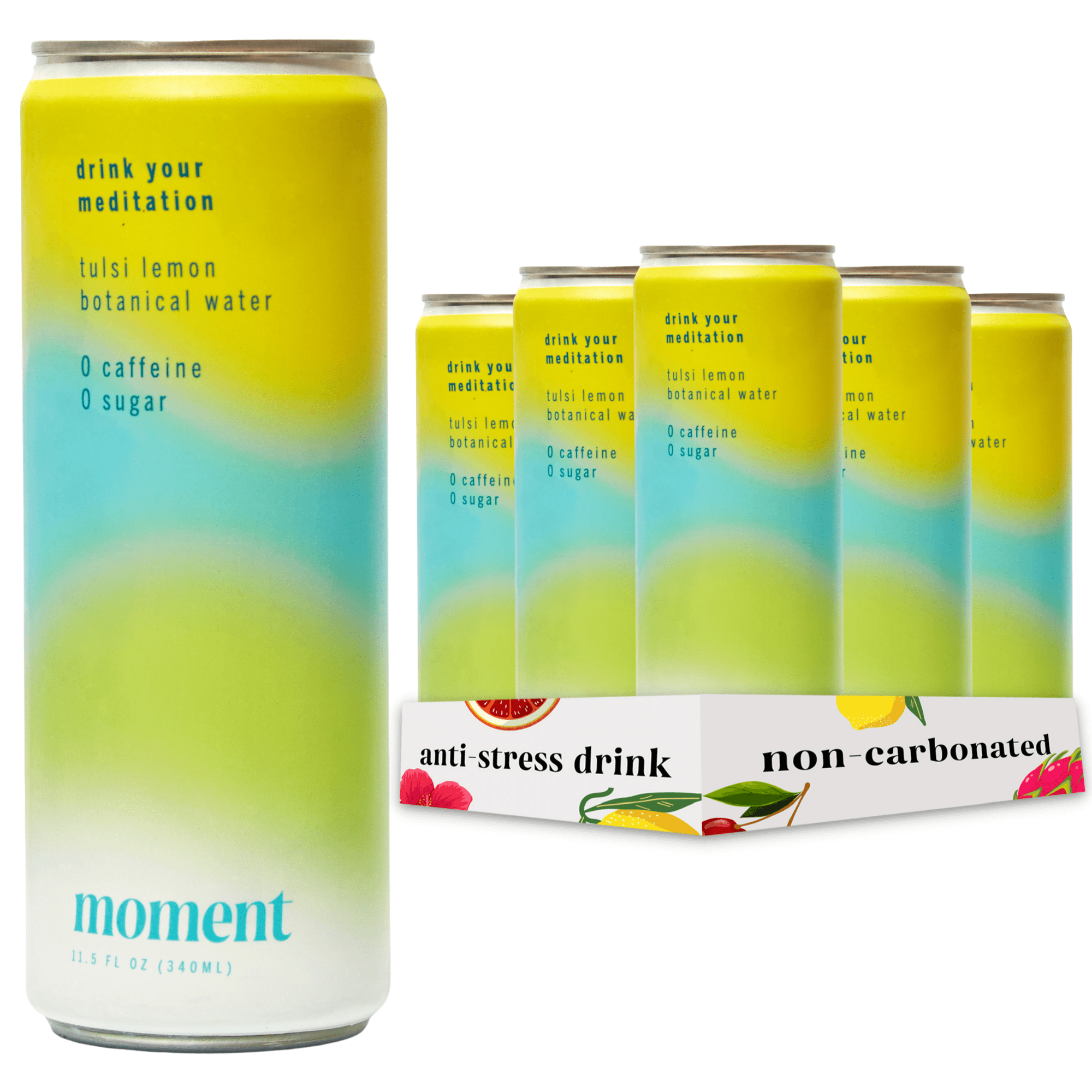 Moment Botanical Water, Tulsi Lemon, Still, Zero Added Sugar, 12 Pack ...