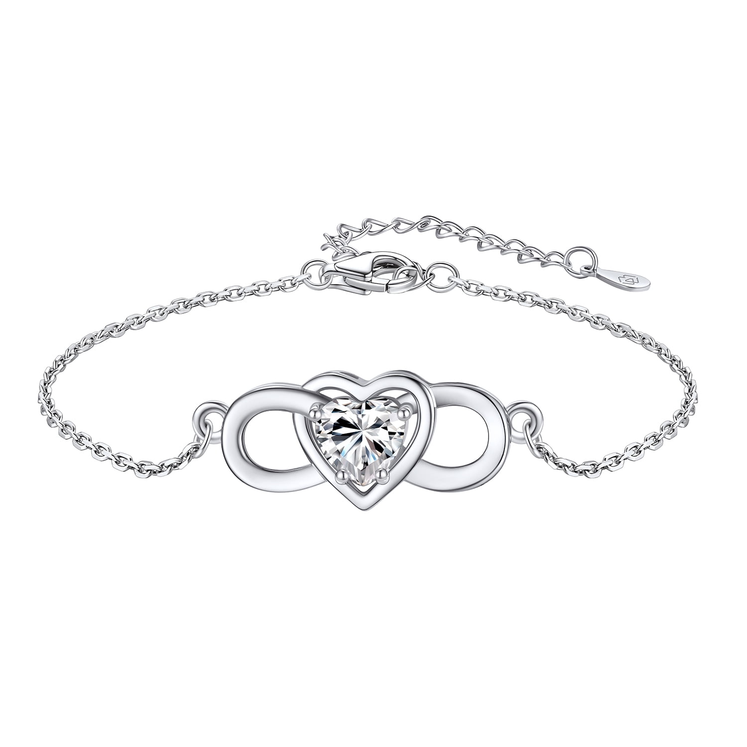 MomentWish Women's Infinity Heart Bracelet, D Color VVS1 Moissanite ...