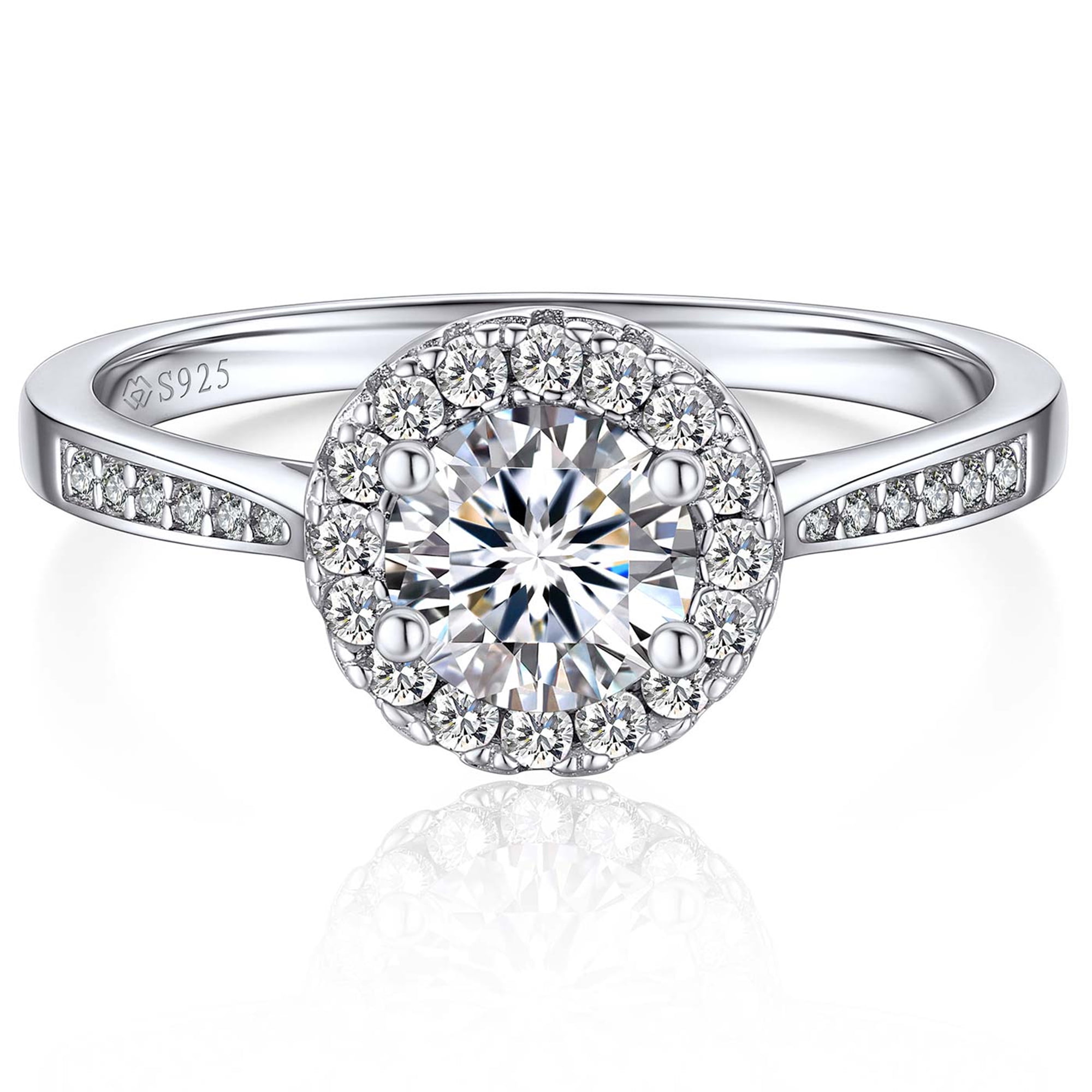 MomentWish 1 Carat Round Cut Moissanite Engagement Rings for Women ...