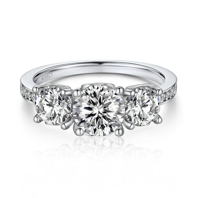 MomentWish 2 Carat Moissanite Engagement Rings for Women,D Color VVS1 Simulated Diamond Promise ...