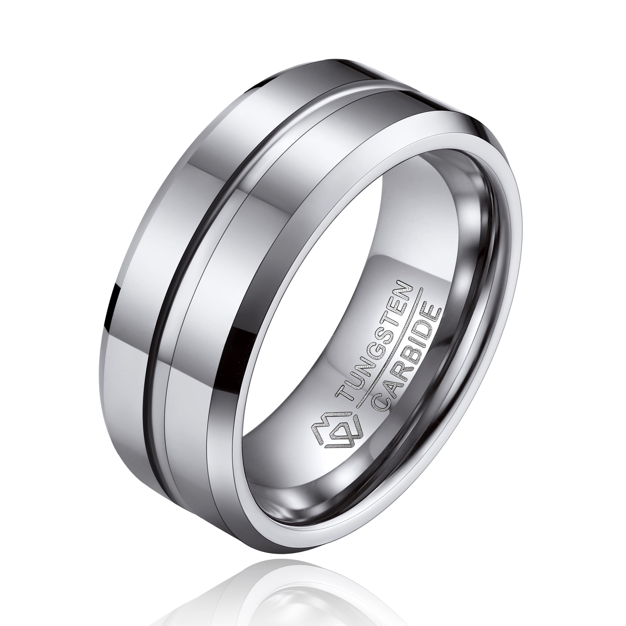 MomentWish 8mm Tungsten Rings for Men, Engagement Ring Silver Tungsten ...