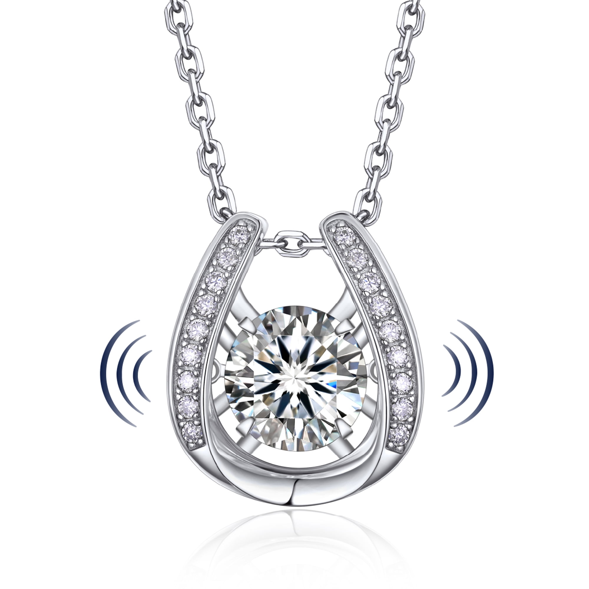 MomentWish 1Carat Dancing Moissanite Necklaces for Women Anniversary ...
