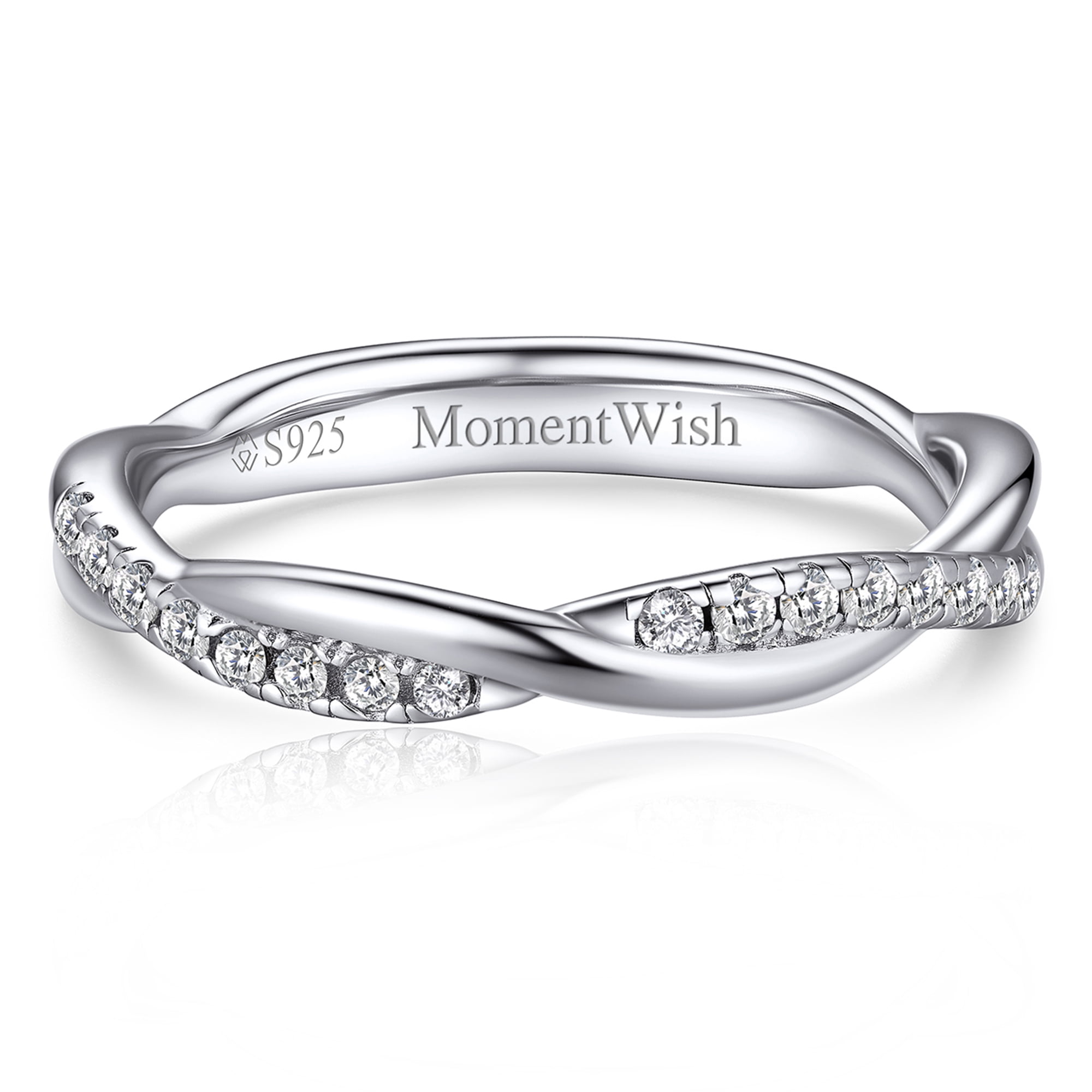 MomentWish Eternity Engagement Ring,Lab Created Moissanite Wedding Bands for Women, S925 ...