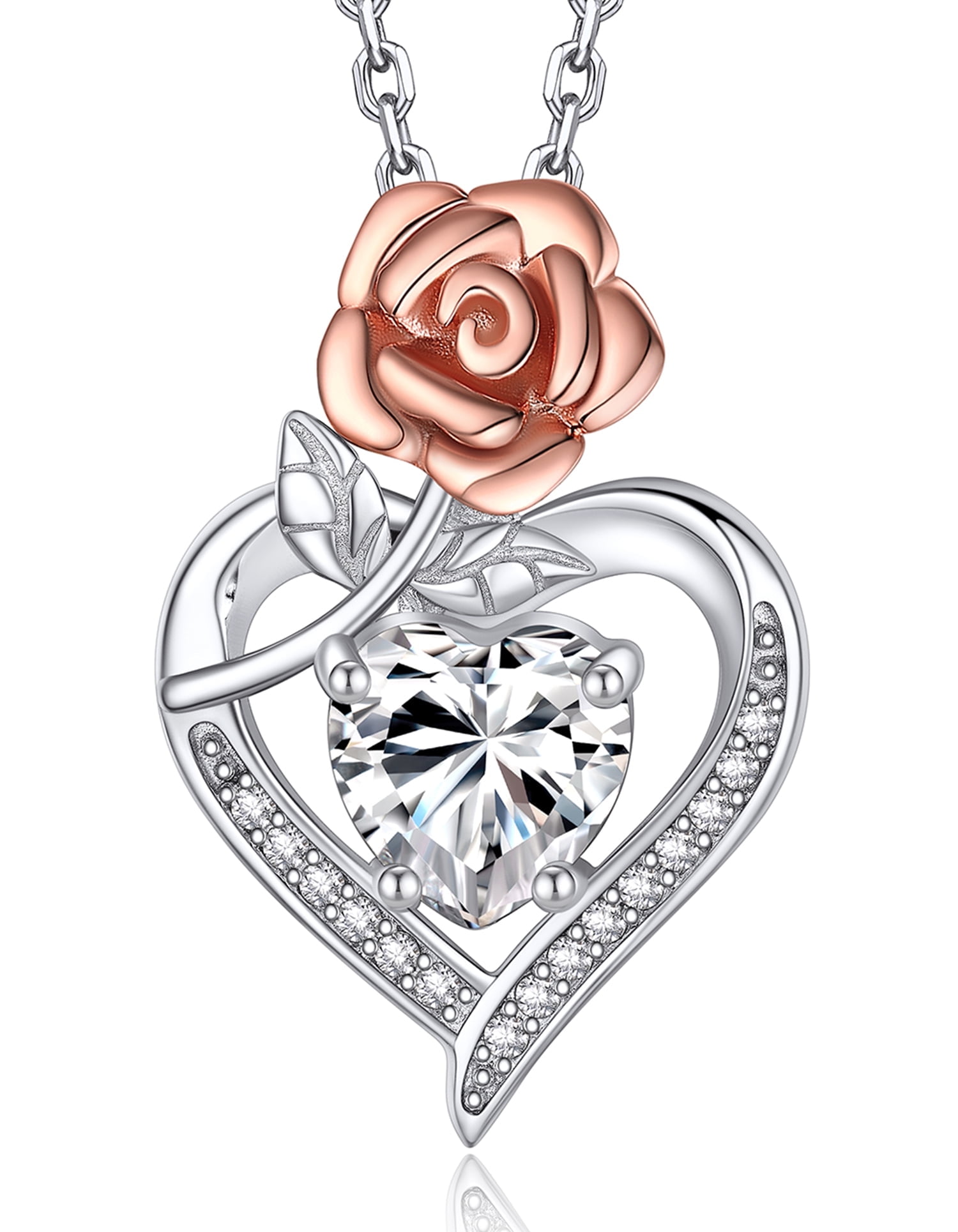 MomentWish 1Carat Moissanite 925 Sterling Silver Rose Necklace for ...