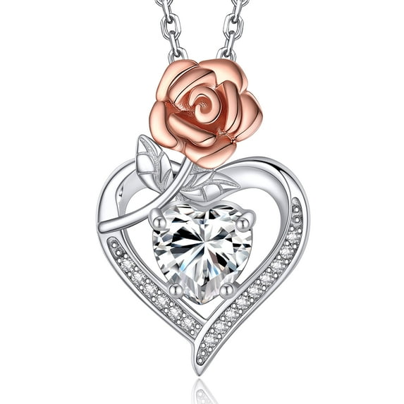MomentWish 1Carat Moissanite 925 Sterling Silver Rose Necklace for ...