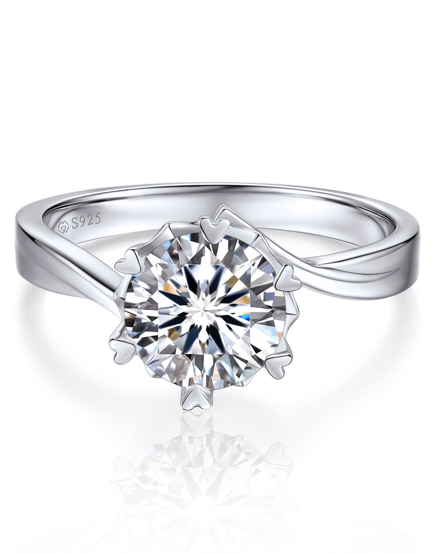 MomentWish 2 Carat Simulated Diamond Engagement Wedding Rings for Women,Solitaire Moissanite ...