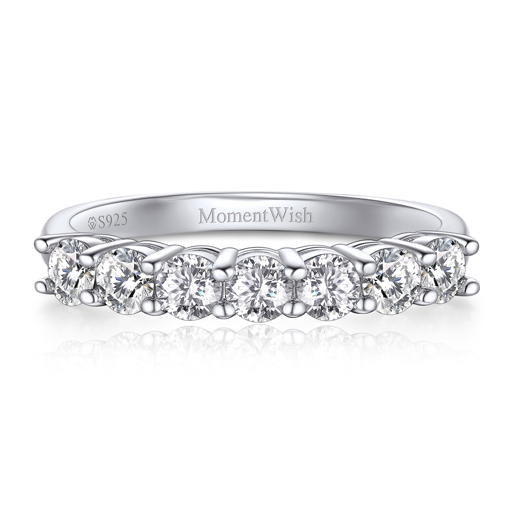 MomentWish Wedding Bands for Women, Moissanite Engagement Ring, Simulated Diamond Promise Ring ...