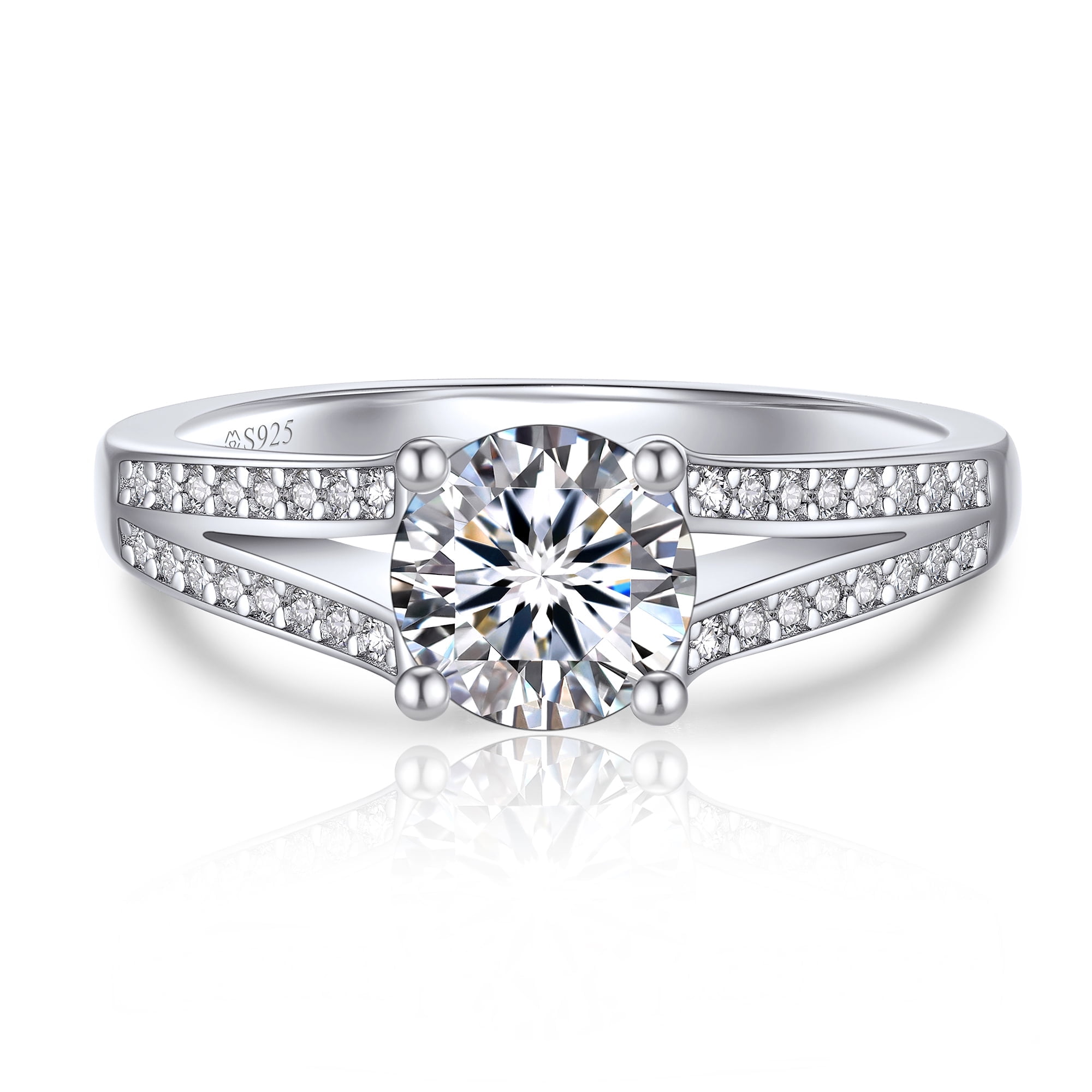 MomentWish Promise Rings, 1Carat Moissanite Engaegment Rings, D Color VVS1 Simulated Diamond 925 ...
