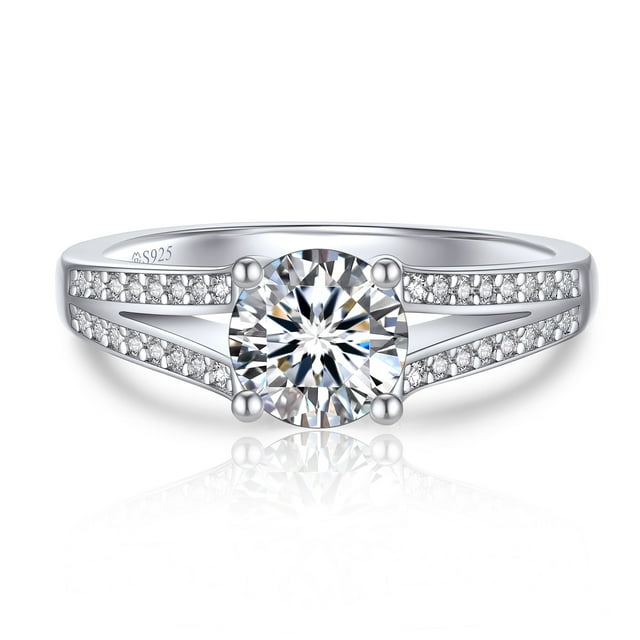MomentWish Promise Rings, 1Carat Moissanite Engaegment Rings, D Color VVS1 Simulated Diamond 925 ...
