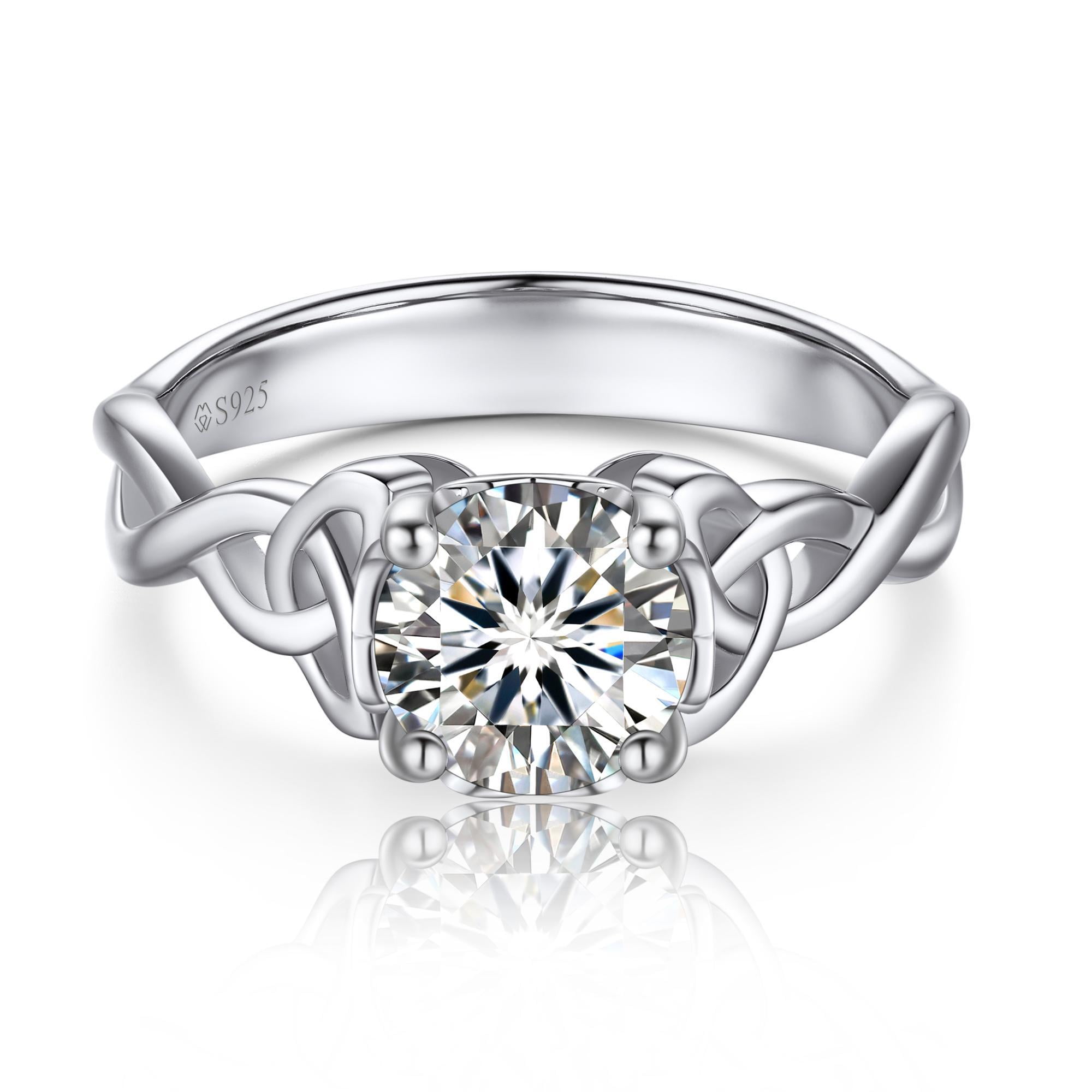 MomentWish Wedding Ring for Women, 1 Carat Moissanite Promise Rings for Her in S925 Sterling ...