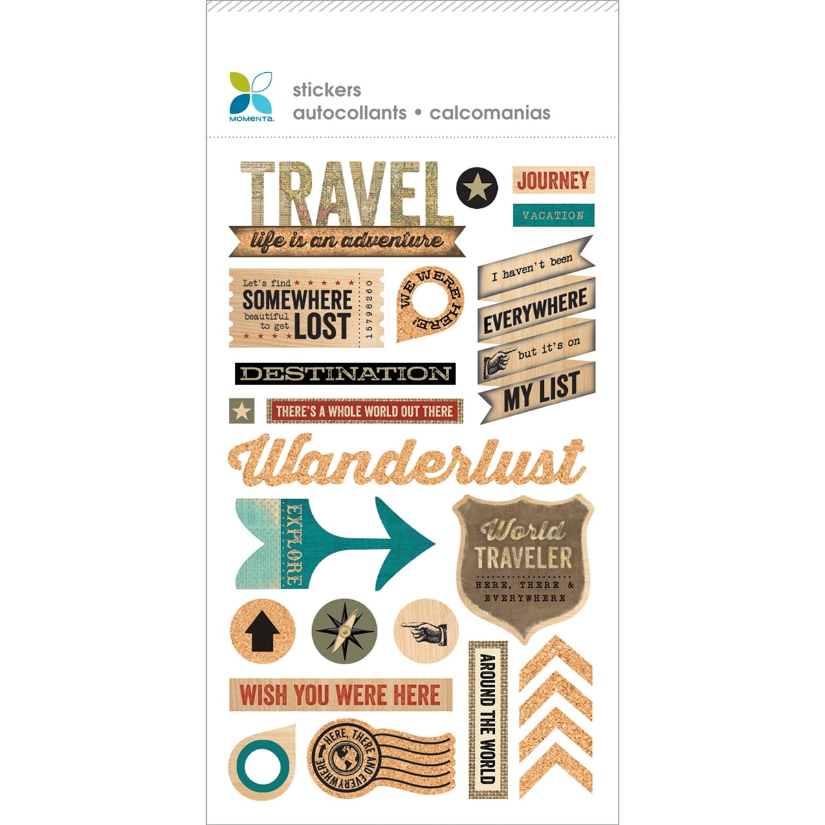 Momenta Mixed Media Stickers-Travel Life Adventure - Walmart.com