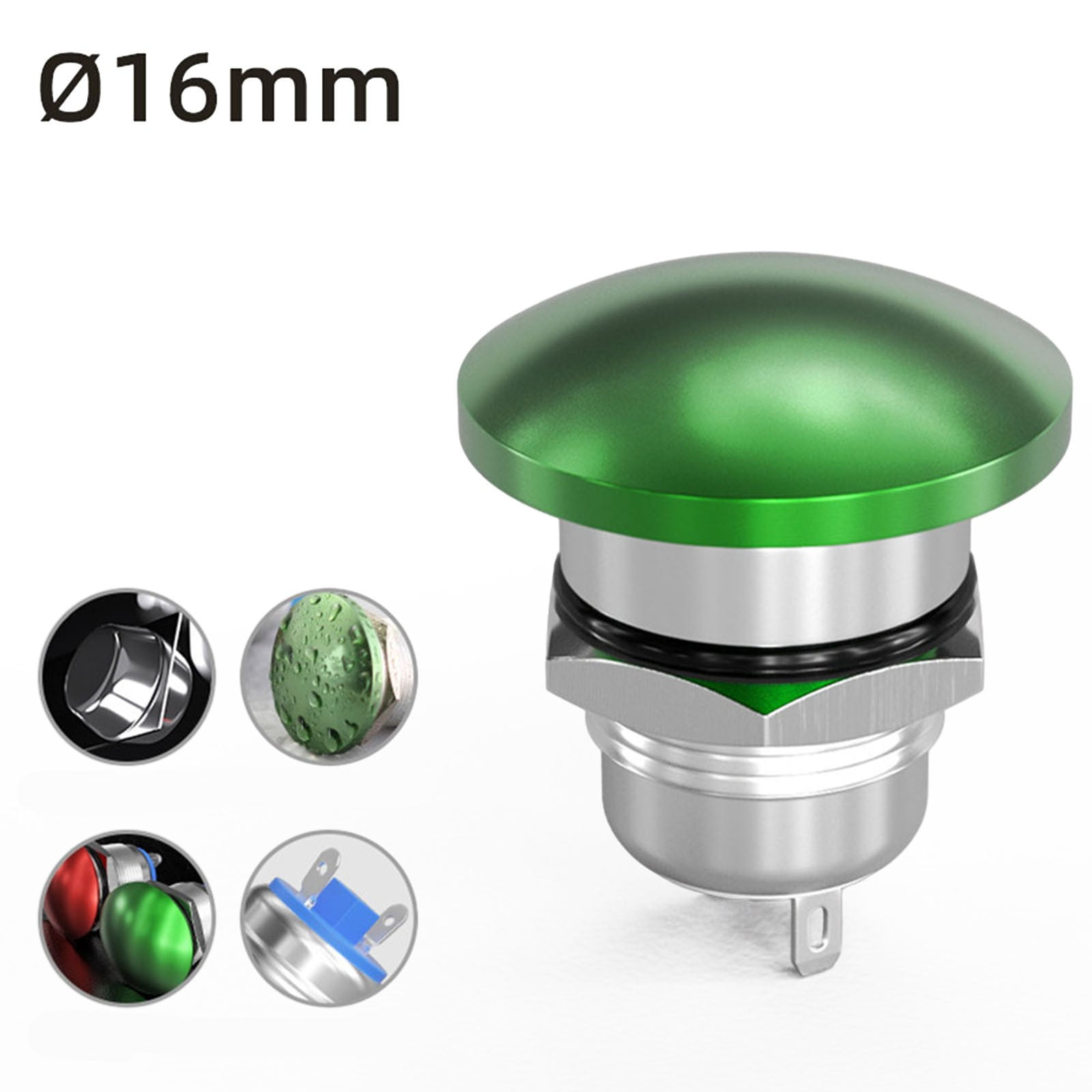 Momentary Push Button Switch,Mushroom Cap NO ON&Off Waterproof ...