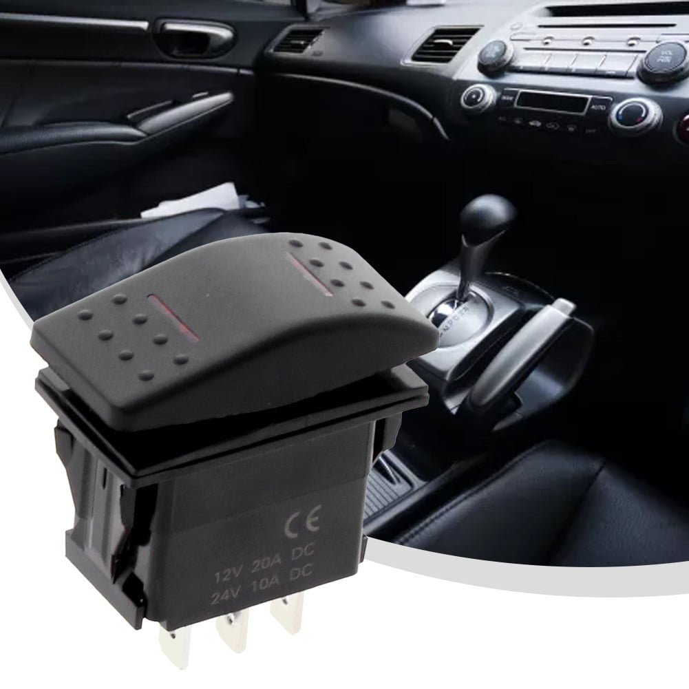 Momentary Rocker Switch Toggle On/Off/On 12V/20A 4Pin DPDT Red LED ...