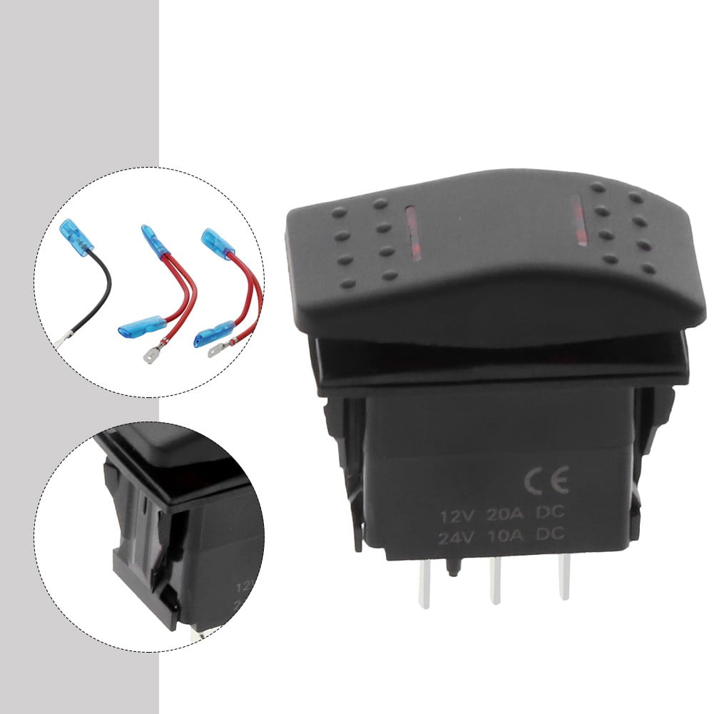 Momentary Rocker Switch Toggle On/Off/On 12V/20A 4Pin DPDT Red LED ...