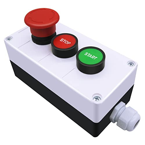 Momentary Start Stop Switch Push Button + 1NC Red Mushroom Latching ...