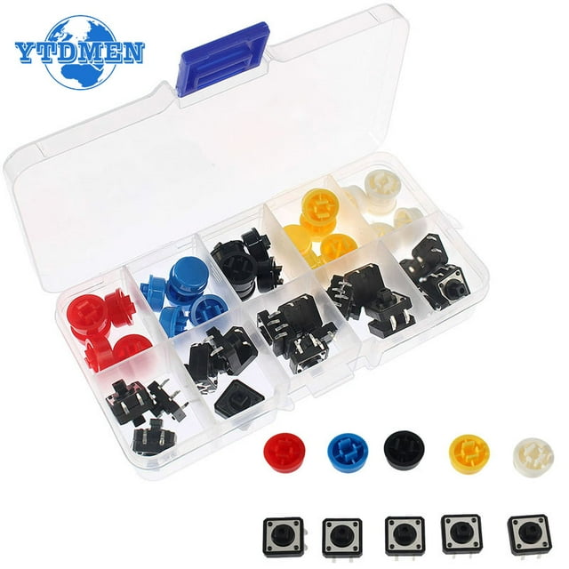 Momentary Tactile Push Button Kit 25 Sets 12x12x7.3MM Micro Switch ...