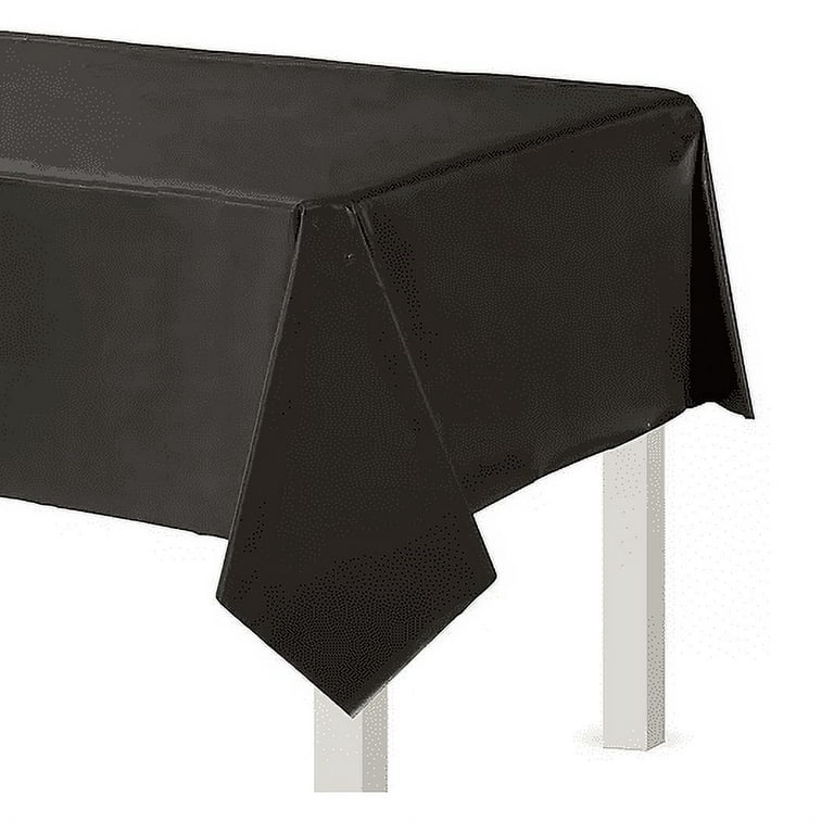 Momentum Brand Disposable Plastic Table Cover 54 inch x 108 inch Birthday Wedding Party Rectangle 3 pks Black Color Size 54 x 108