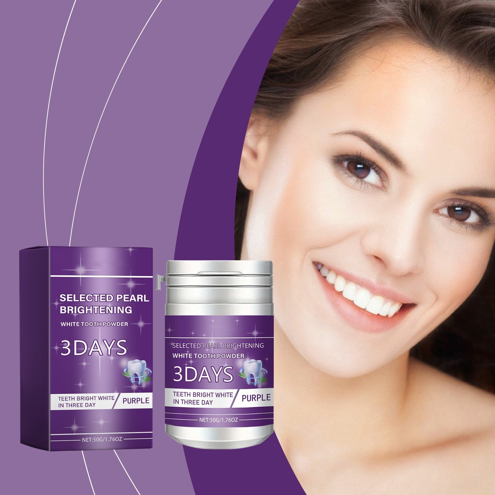 Momihoom 3 Days Tooth Powder, Purple Teeth Cleaning Powder, 3 In 1 ...