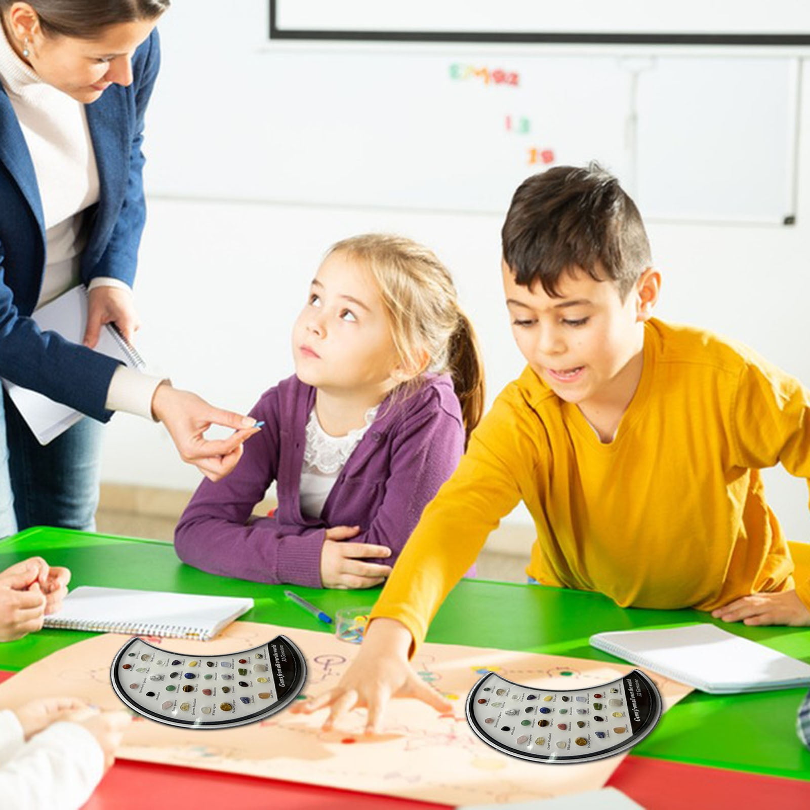 Momihoom 32 PCS Kids Rock Collection Moon Shape Mineral Box for ...